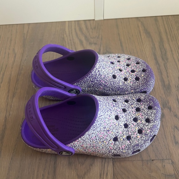 CROCS | Shoes | Crocs Girls Purple Water Shoes With Glittery Finish ...